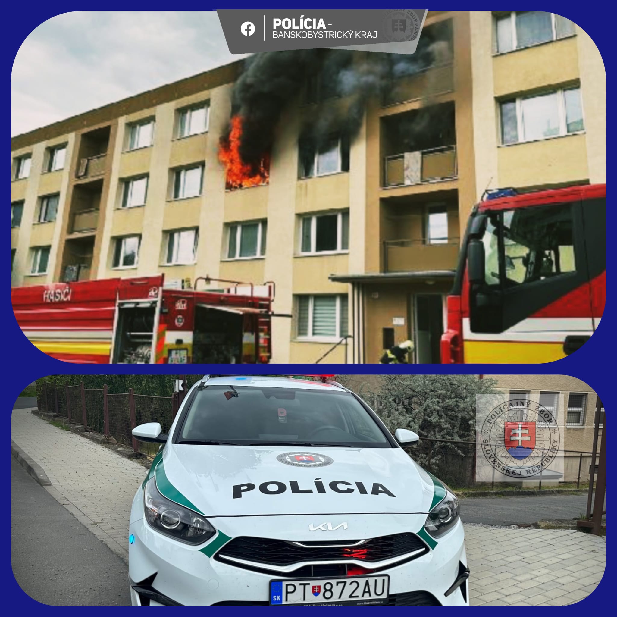 Policajt v Poltári zachránil dvojicu z horiaceho bytu